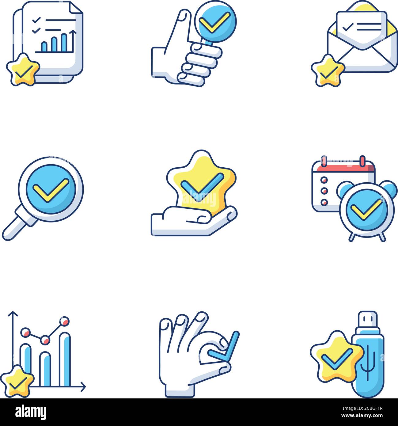 Approval checkmarks RGB color icons set Stock Vector Image & Art - Alamy