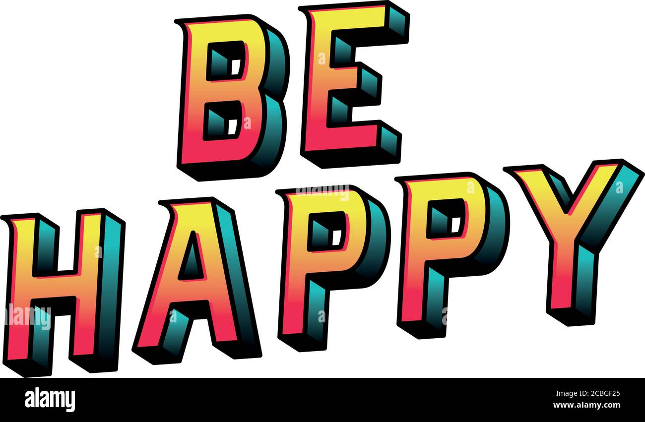 be happy lettering design, typography retro and comic theme Vector ...