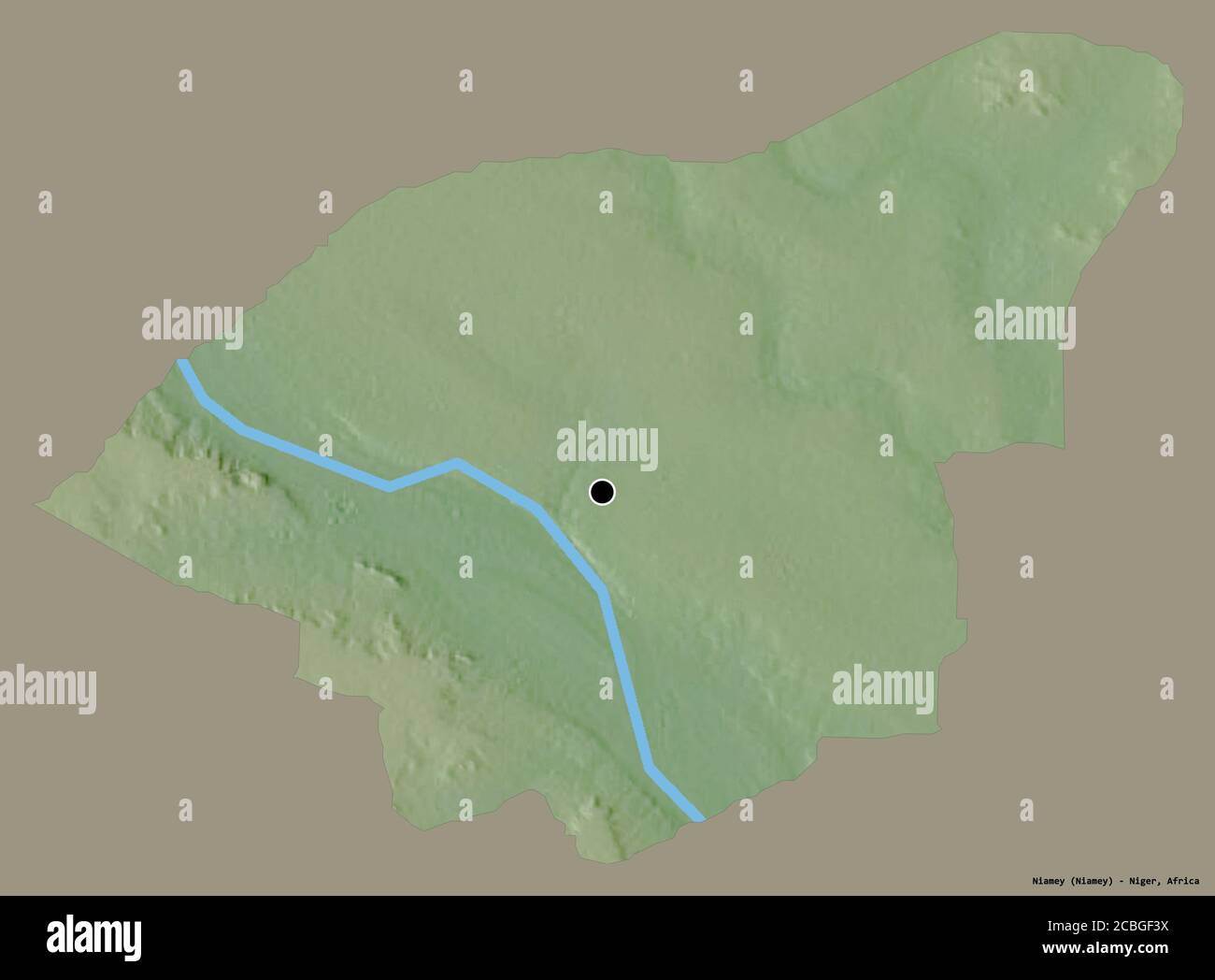 Shape of Niamey, capital district of Niger, with its capital isolated ...