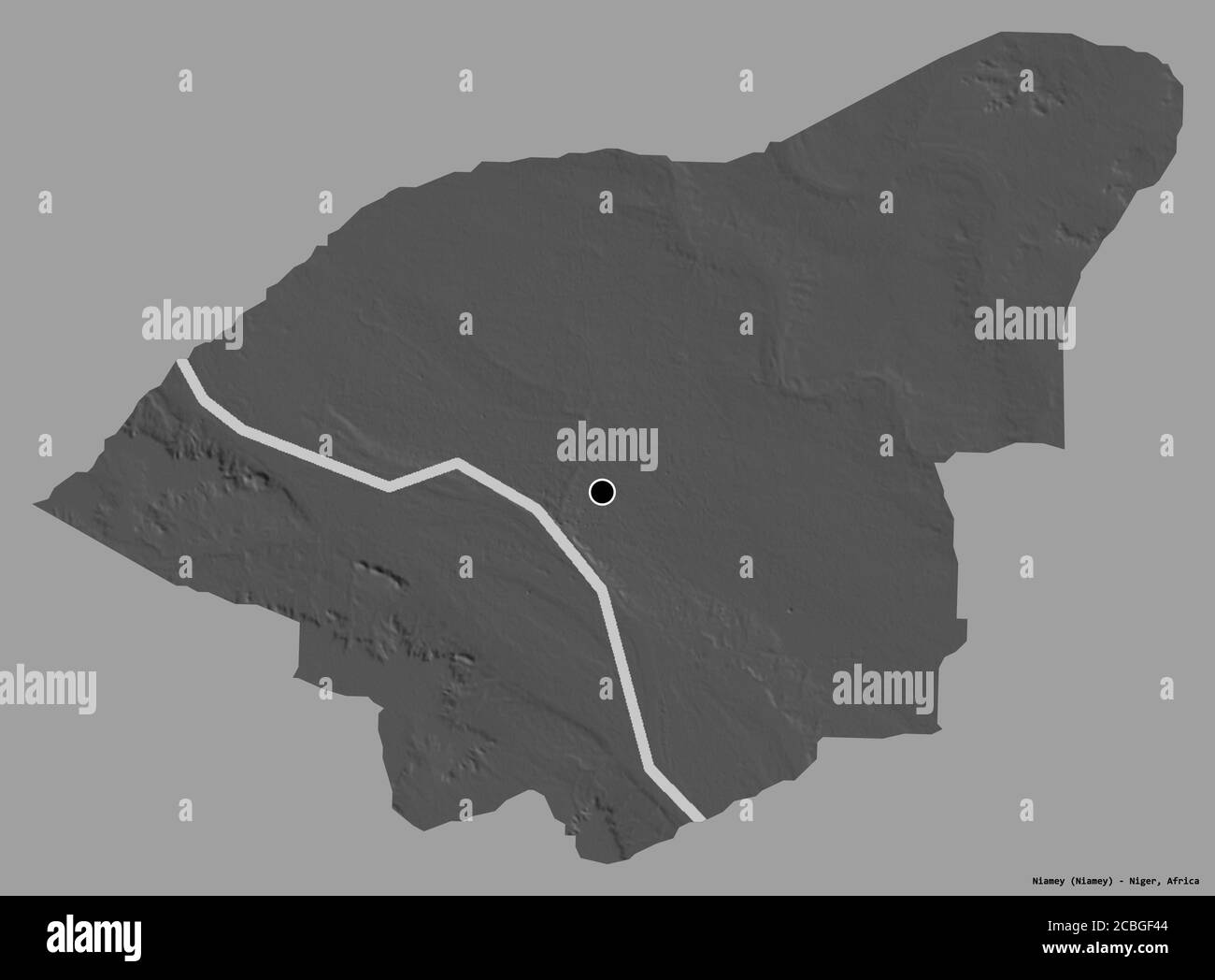 Shape of Niamey, capital district of Niger, with its capital isolated ...