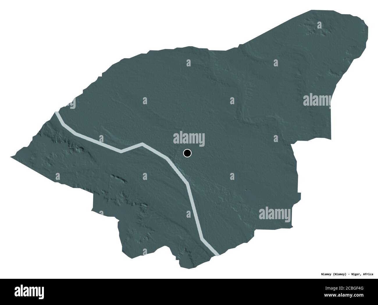 Shape of Niamey, capital district of Niger, with its capital isolated ...