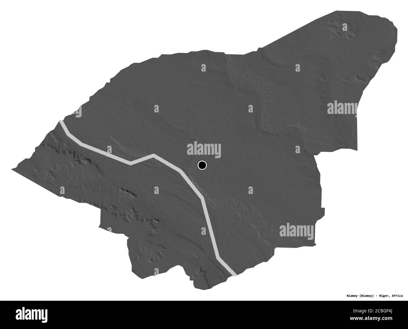 Shape of Niamey, capital district of Niger, with its capital isolated ...