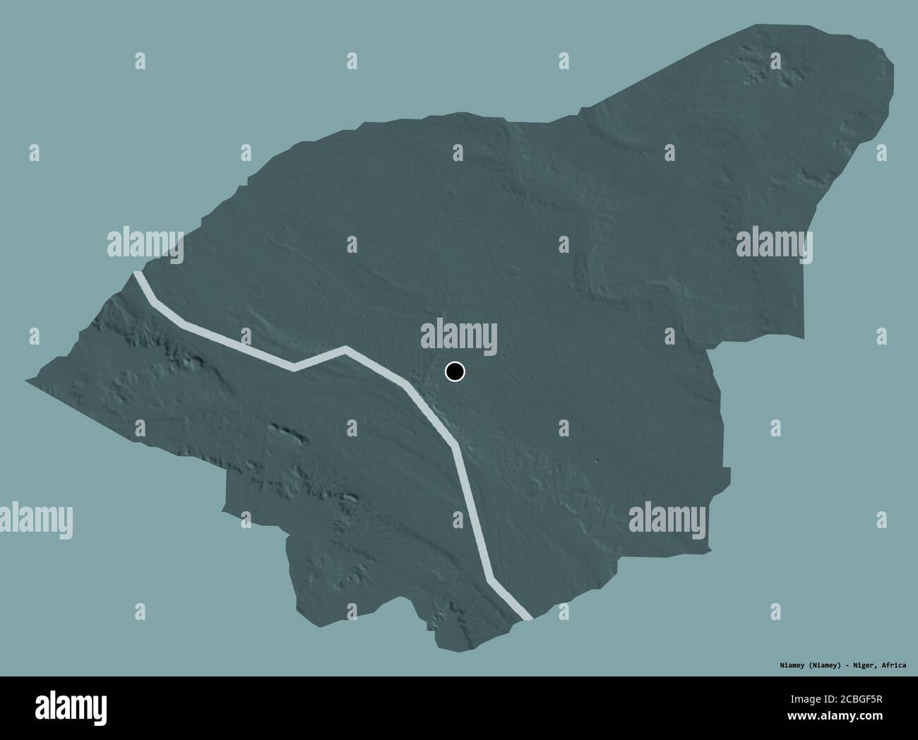 Shape of Niamey, capital district of Niger, with its capital isolated ...
