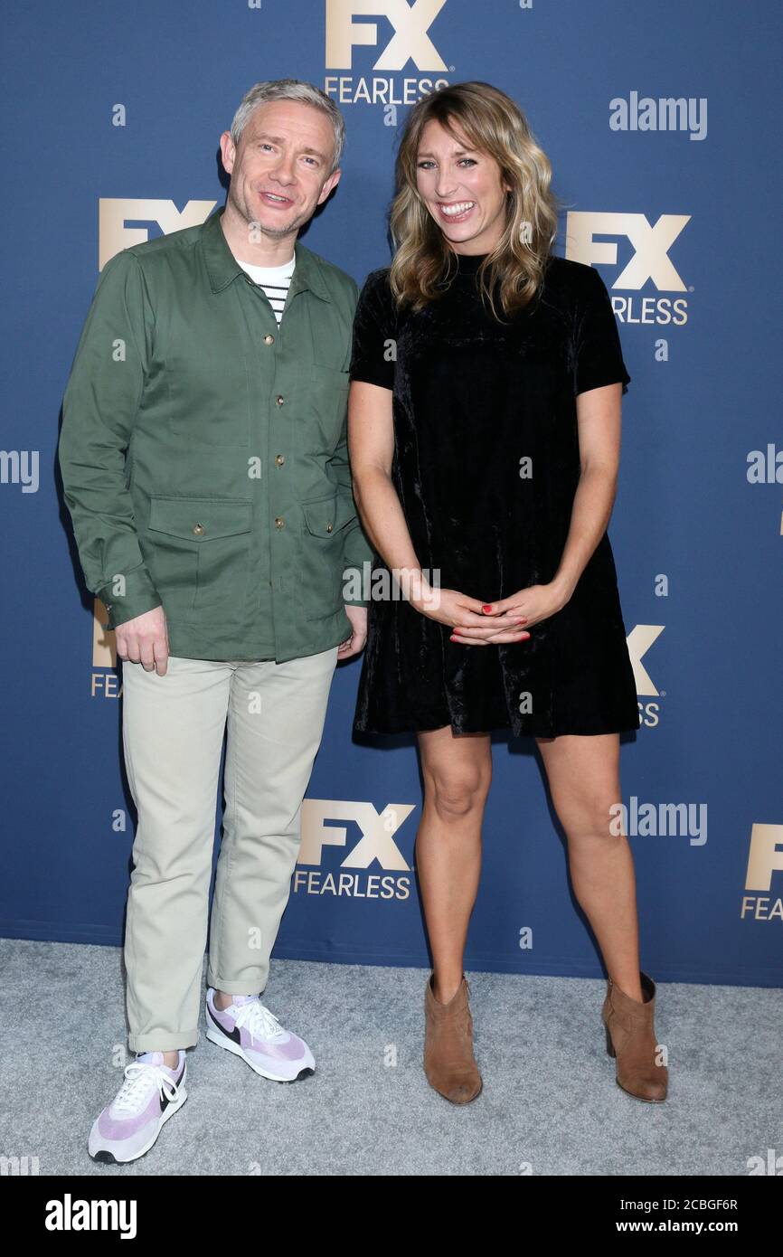 LOS ANGELES - JAN 9: Martin Freeman and Daisy Haggard at the FX Winter ...