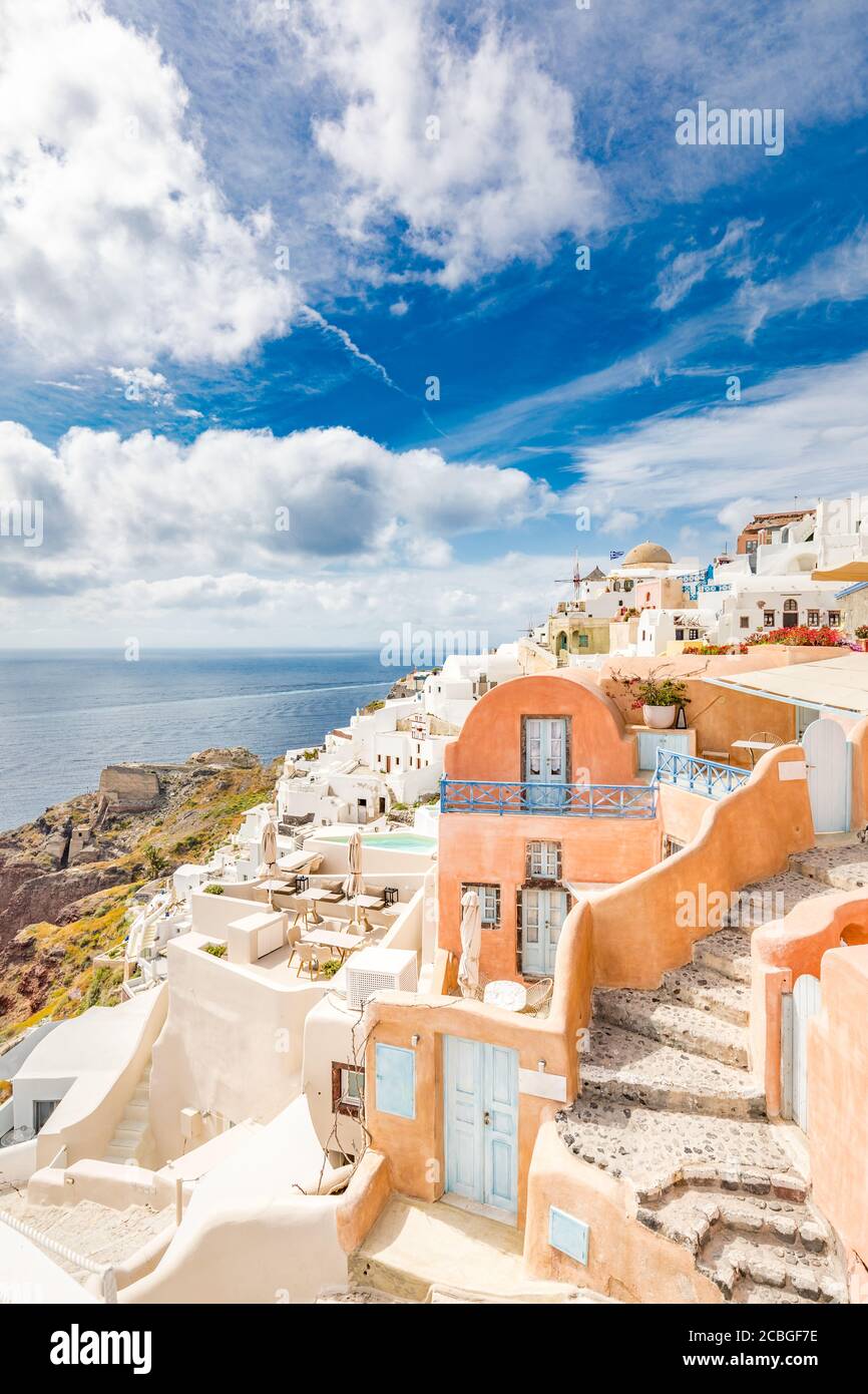 Amazing travel scenery of Santorini island. Tranquil vacation summer ...