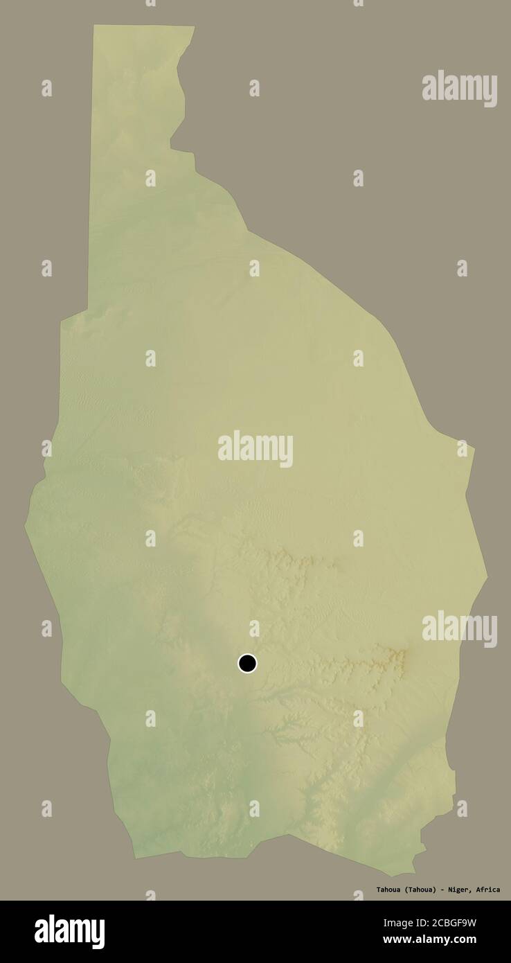 Shape of Tahoua, department of Niger, with its capital isolated on a ...