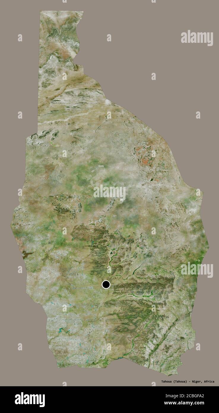 Shape of Tahoua, department of Niger, with its capital isolated on a ...