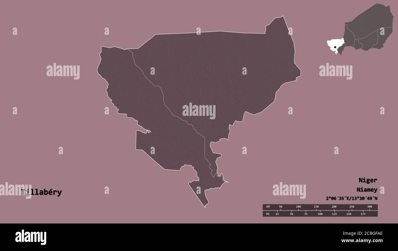 Shape of Tillabéry, department of Niger, with its capital isolated on ...