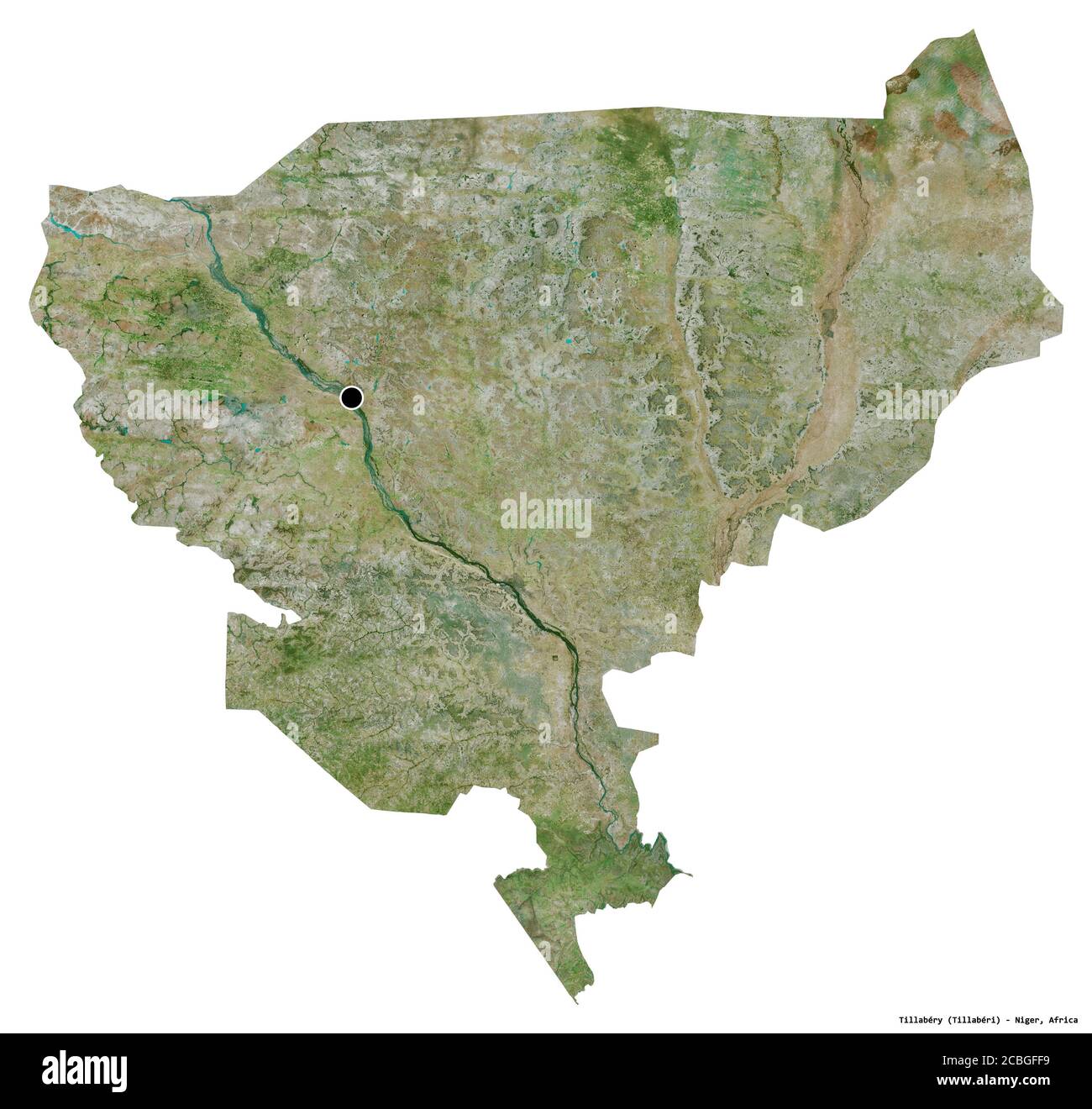 Shape of Tillabéry, department of Niger, with its capital isolated on ...