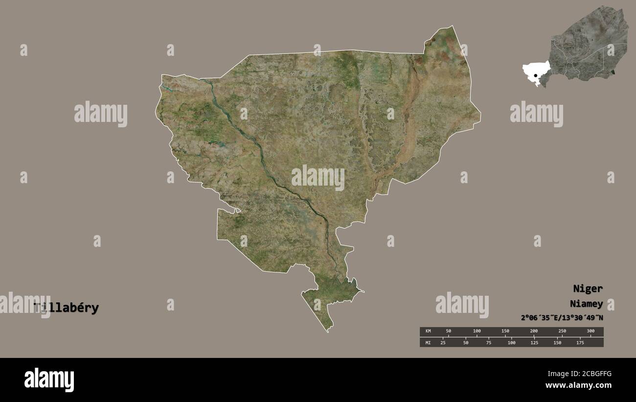 Shape of Tillabéry, department of Niger, with its capital isolated on ...