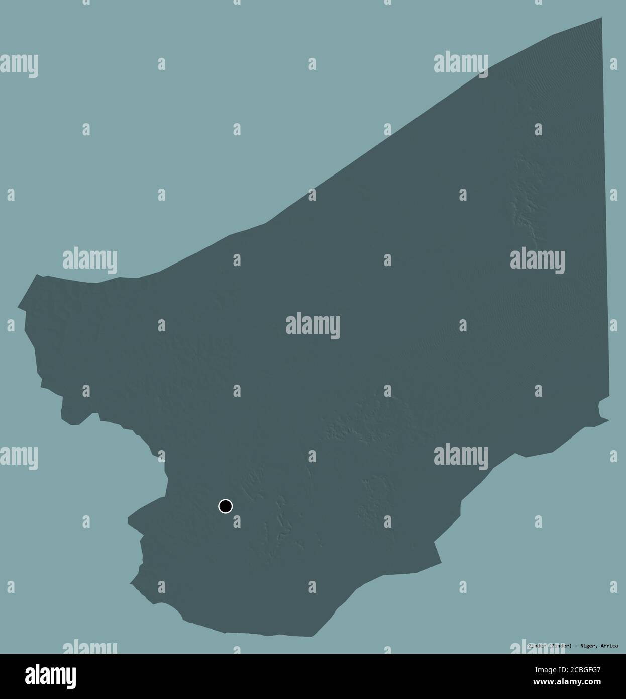 Shape of Zinder, department of Niger, with its capital isolated on a ...