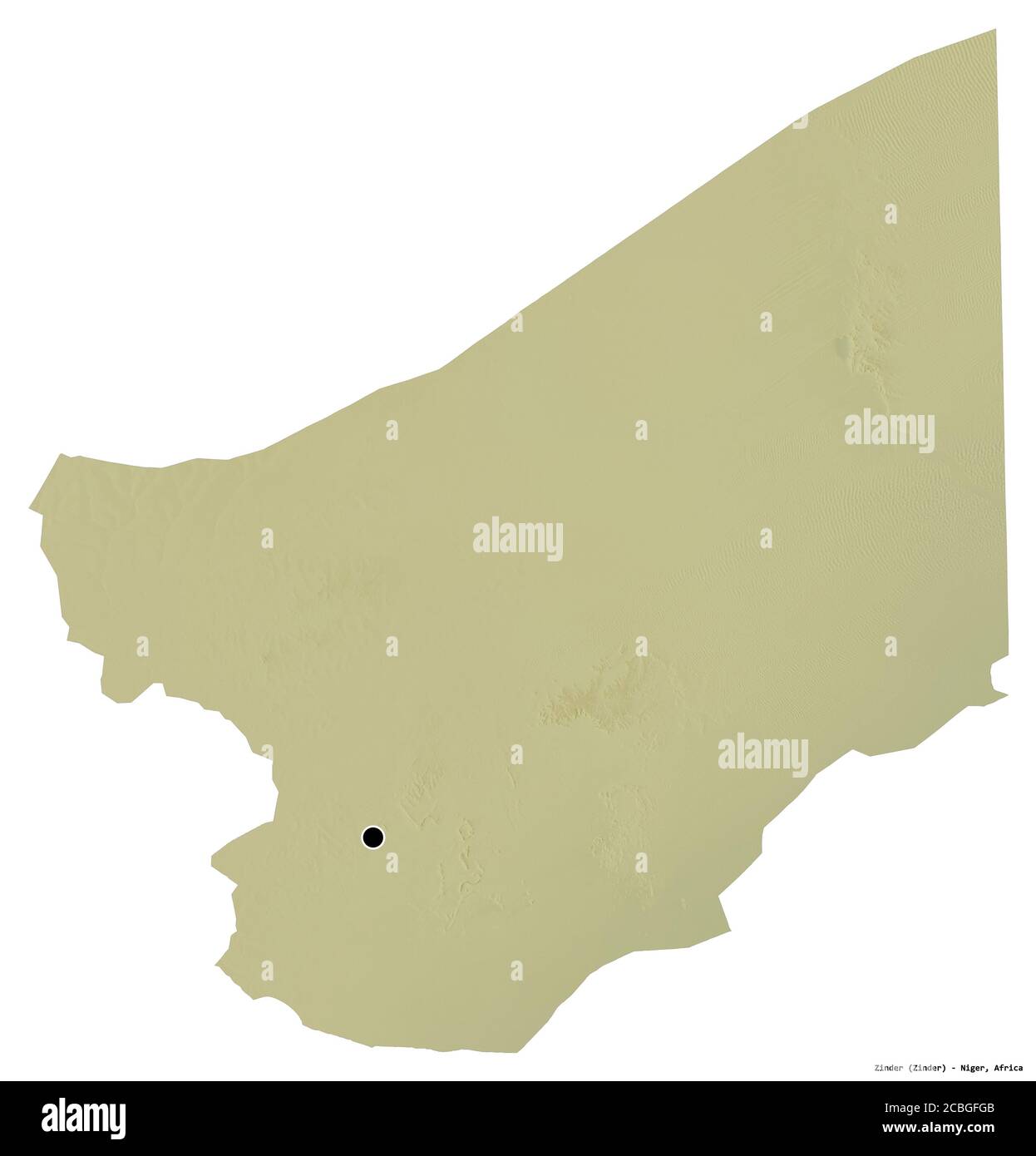 Shape of Zinder, department of Niger, with its capital isolated on ...