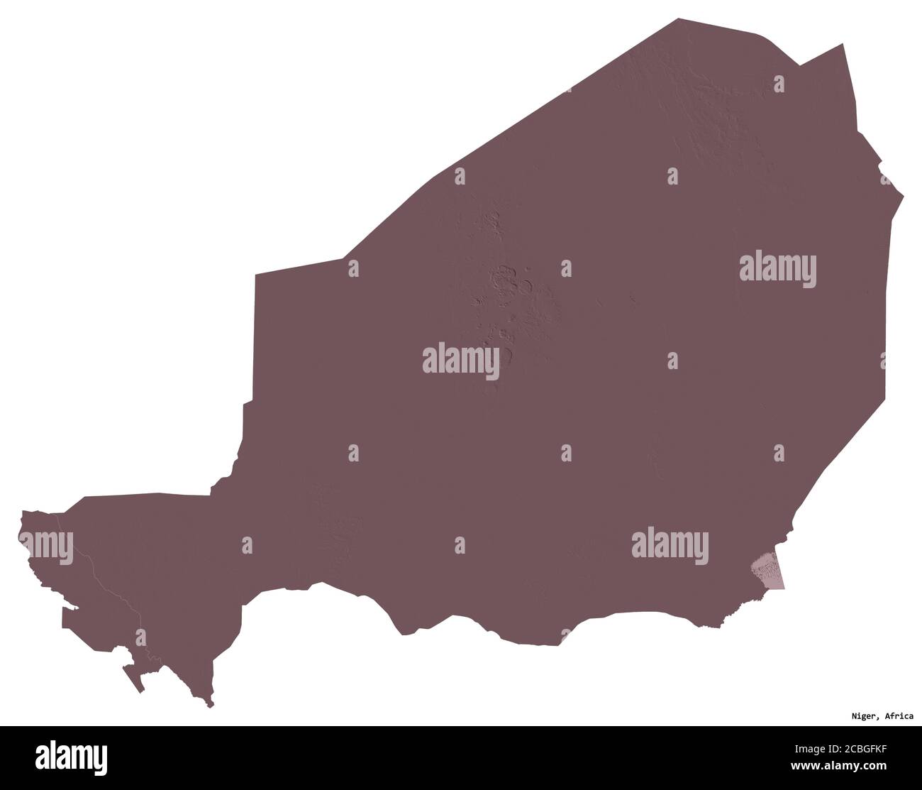 Shape of Niger with its capital isolated on white background. Colored ...