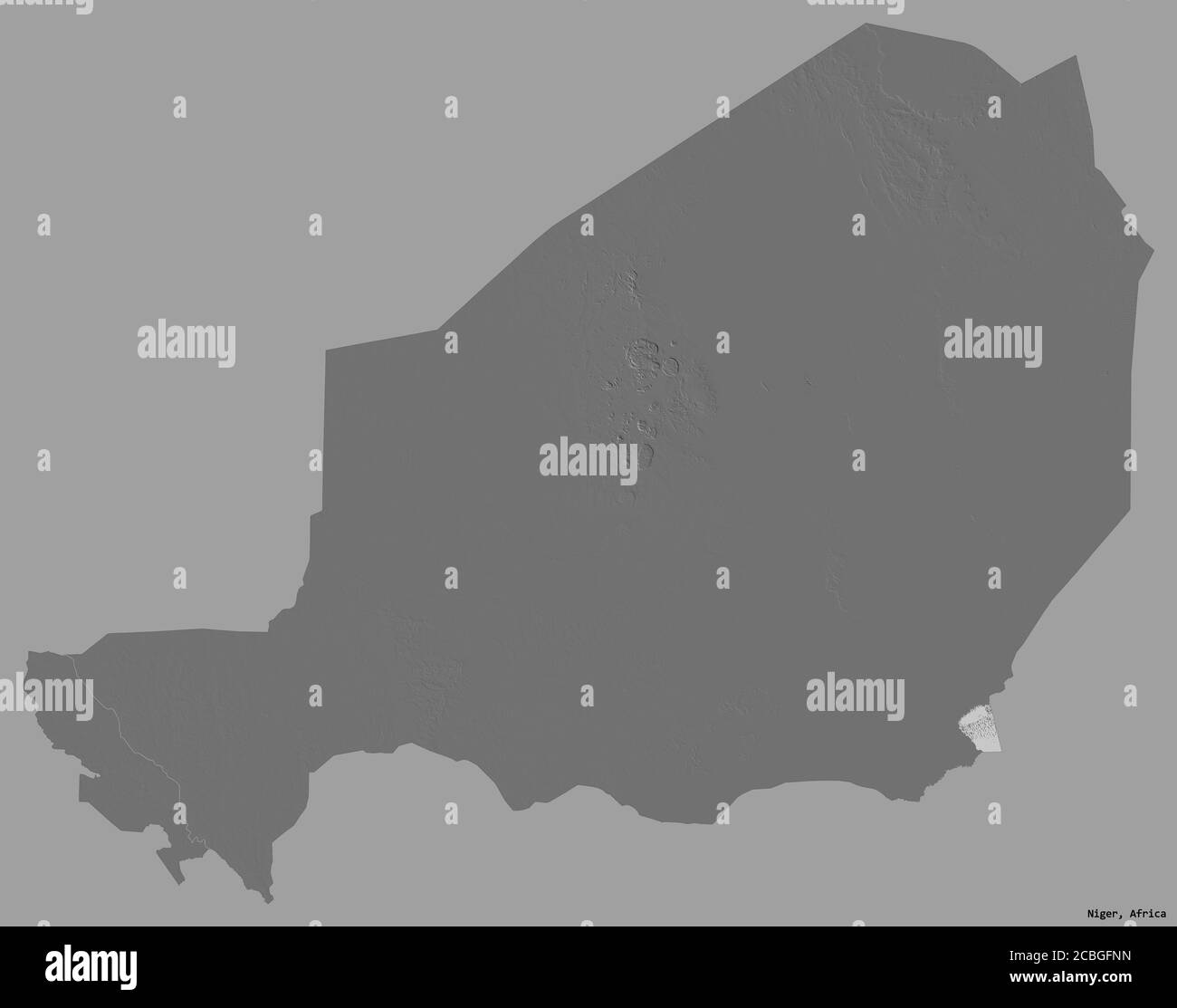 Shape of Niger with its capital isolated on a solid color background ...