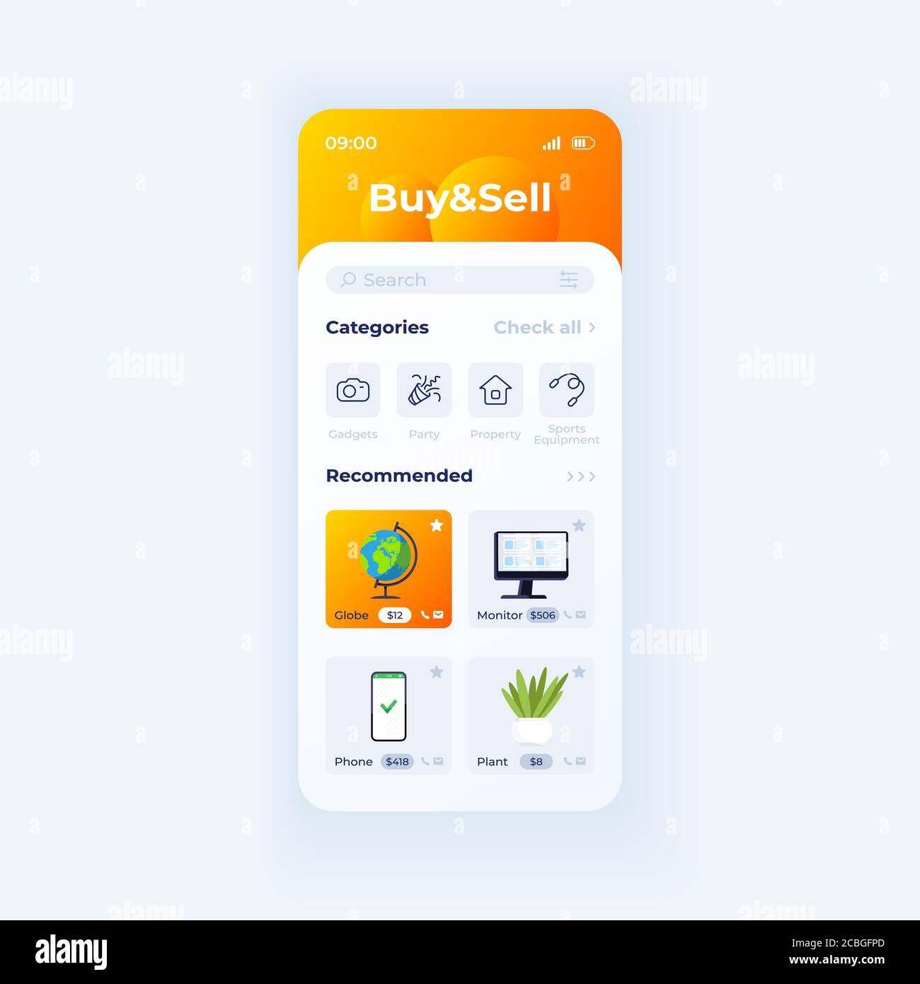 Ads and reselling app smartphone interface vector template Stock Vector ...