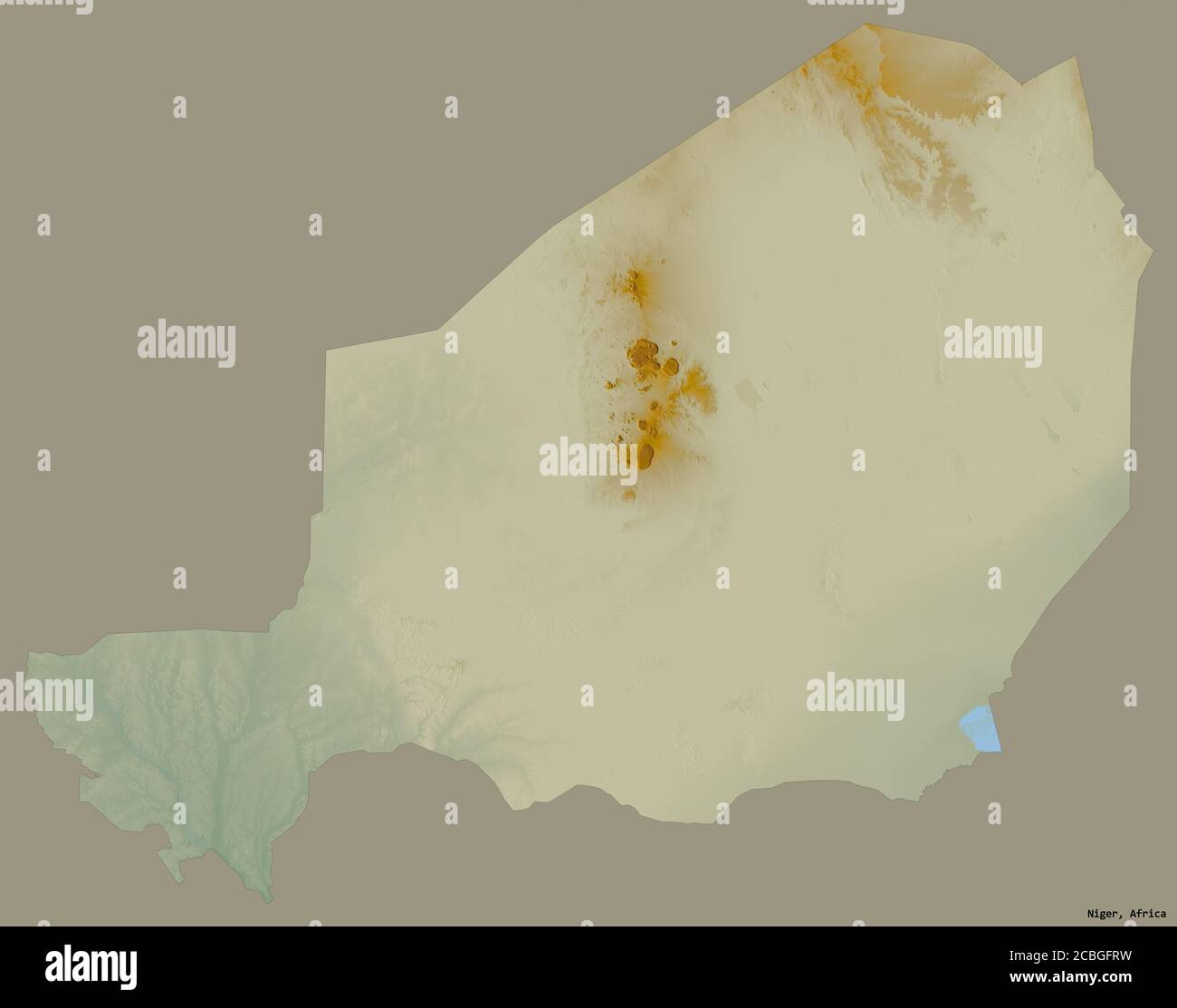 Shape of Niger with its capital isolated on a solid color background ...