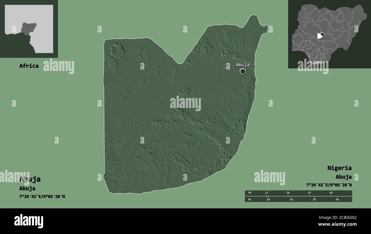 Shape of Abuja, federal capital territory of Nigeria, and its capital ...