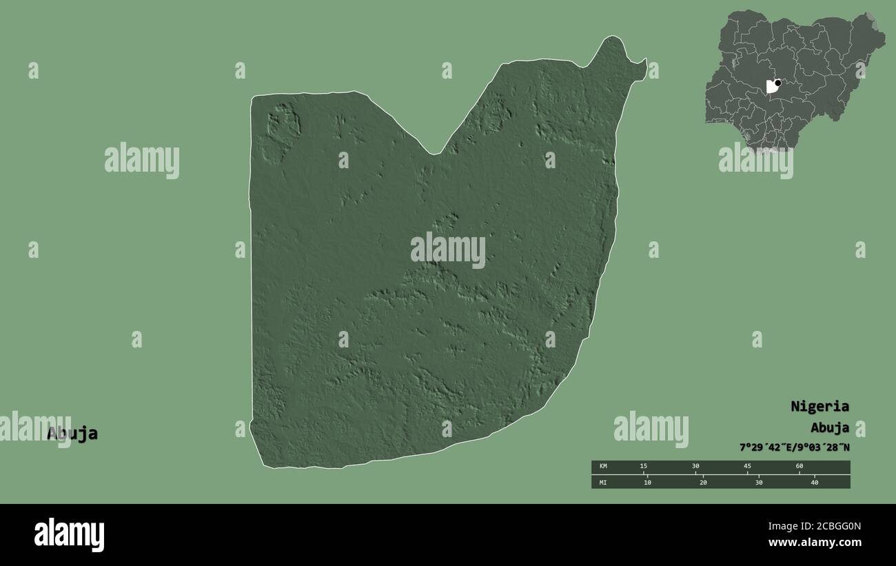 Shape of Abuja, federal capital territory of Nigeria, with its capital ...
