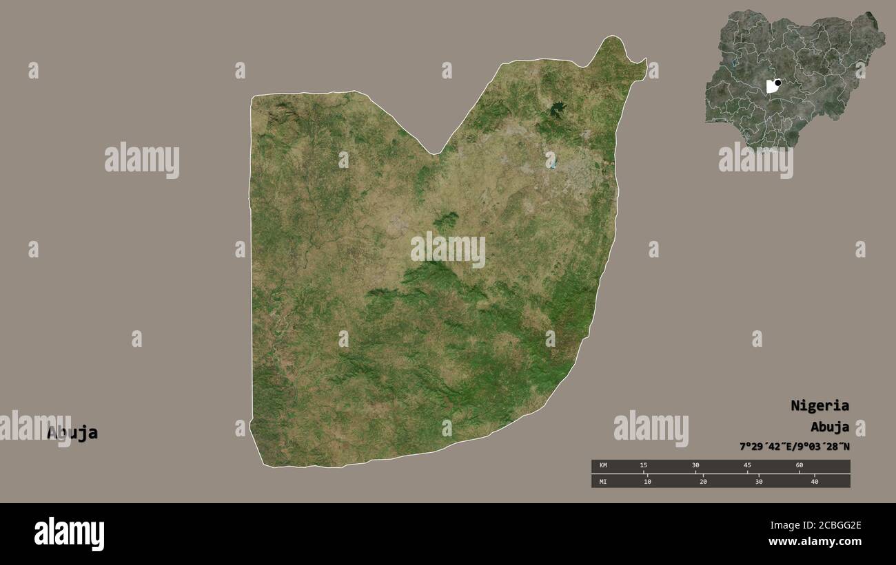 Shape of Abuja, federal capital territory of Nigeria, with its capital ...