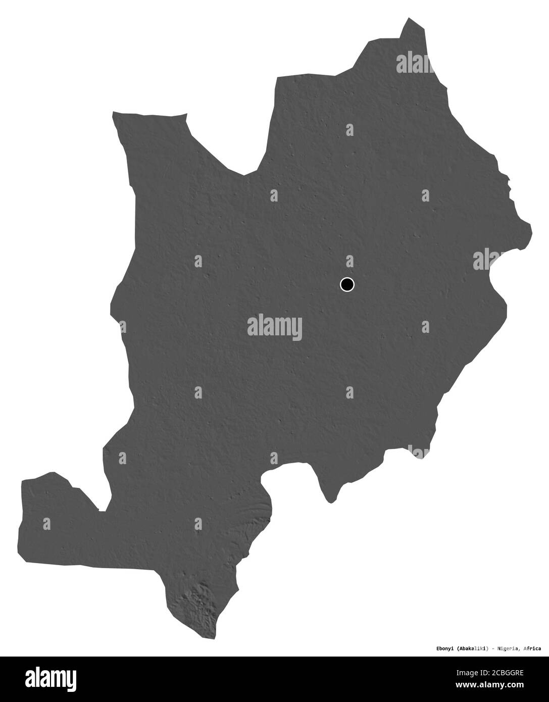 Shape of Ebonyi, state of Nigeria, with its capital isolated on white ...