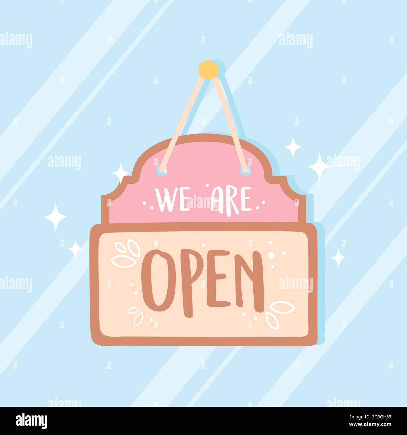 we are open sign, hanging signboard message icon design vector ...