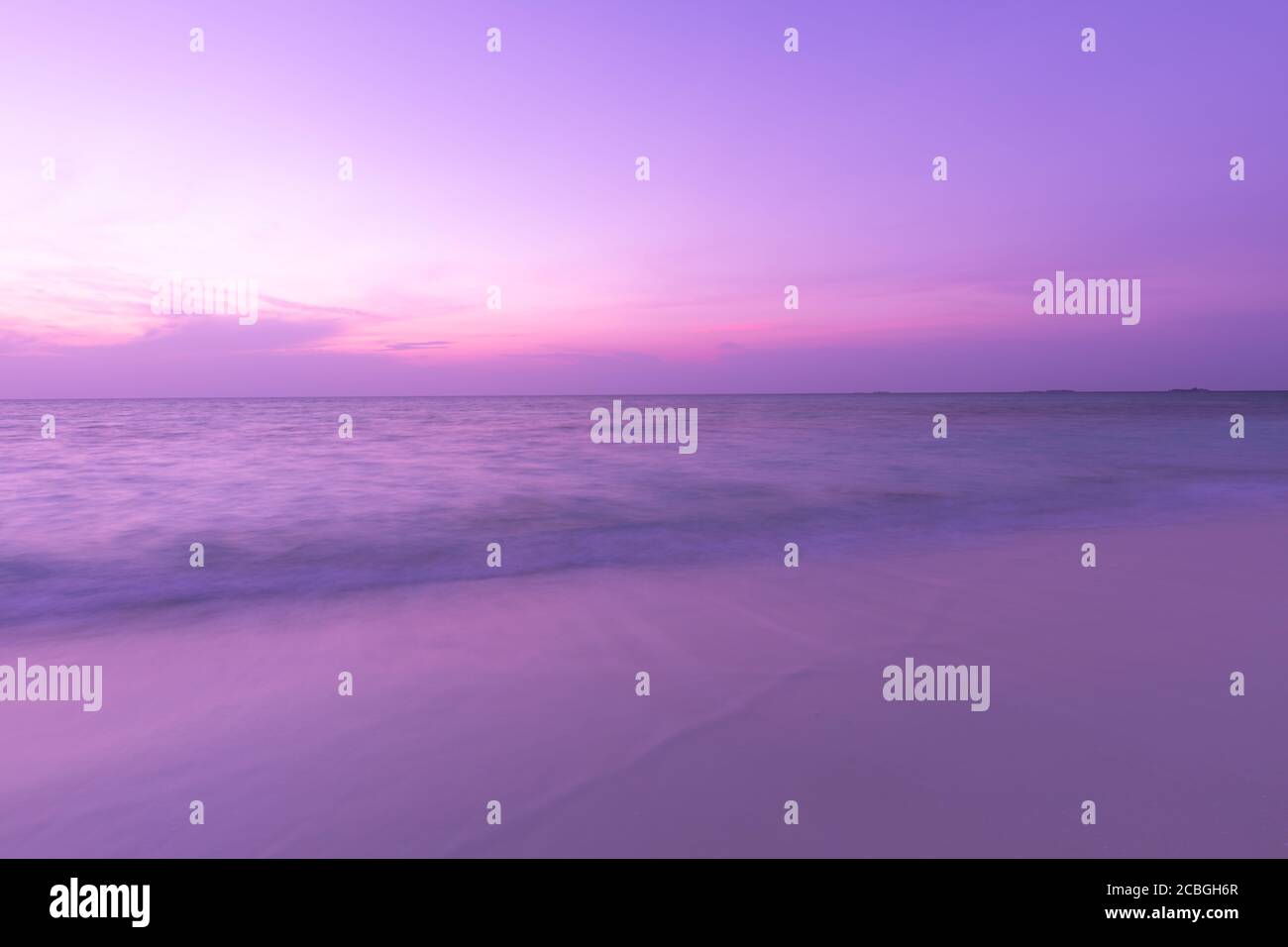 Sunset coastline seascape. Peaceful beach sand with calm sea view ...