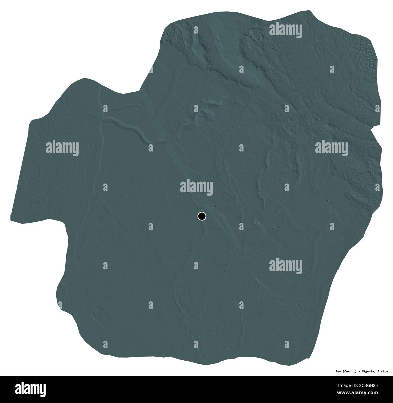 Shape of Imo, state of Nigeria, with its capital isolated on white ...