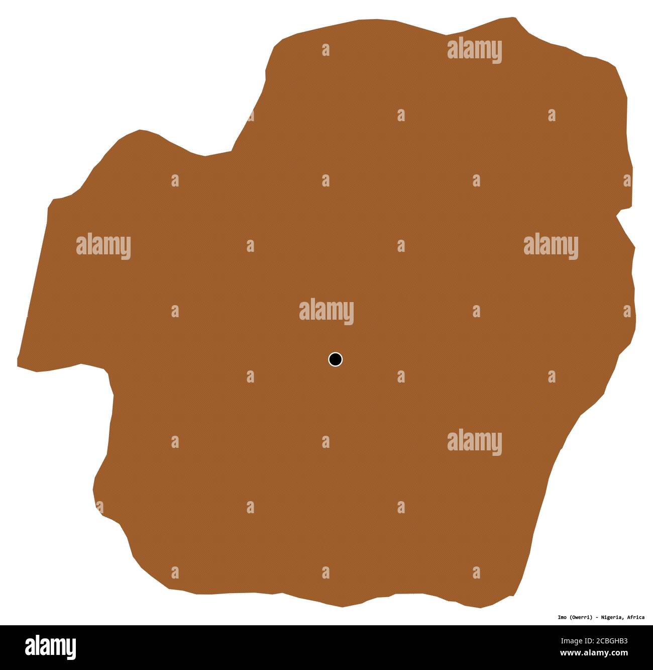 Shape of Imo, state of Nigeria, with its capital isolated on white ...