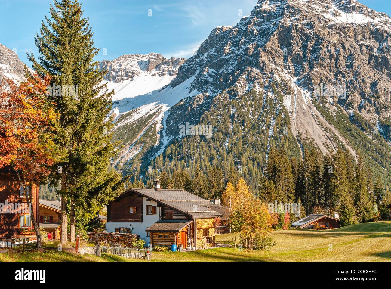 Typical farm in the swiss alps hi-res stock photography and images - Alamy