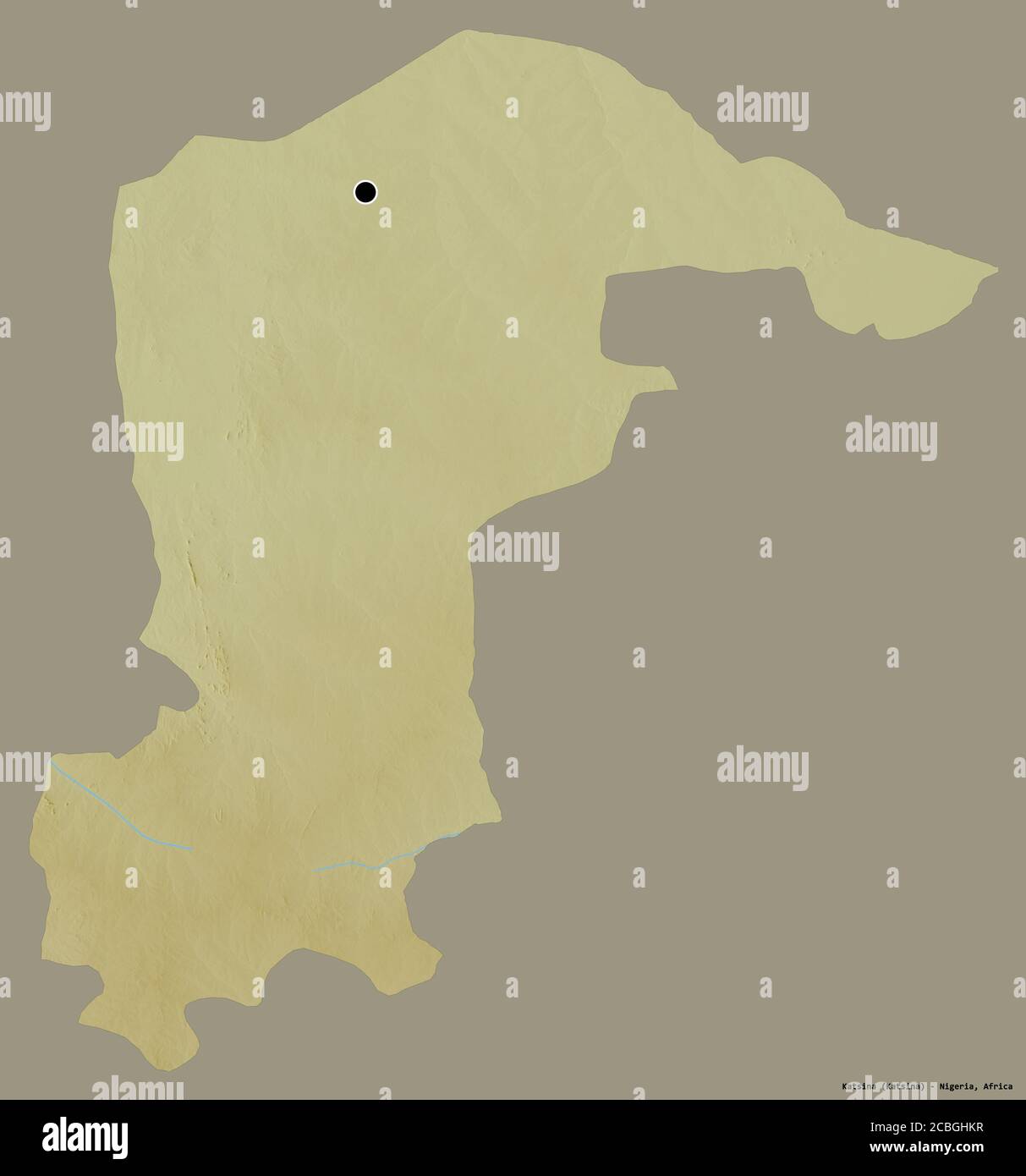 Shape of Katsina, state of Nigeria, with its capital isolated on a ...