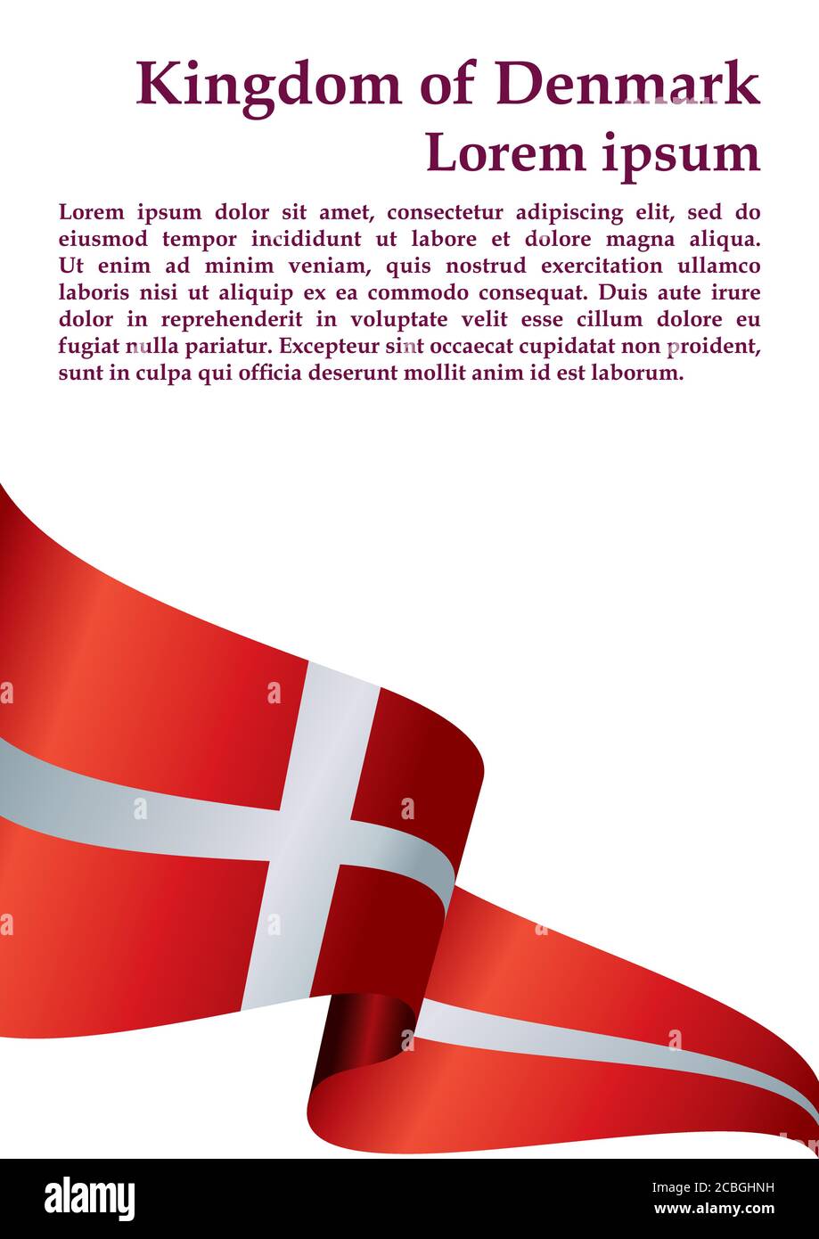 Flag of Denmark, Kingdom of Denmark. Template for award design, an ...