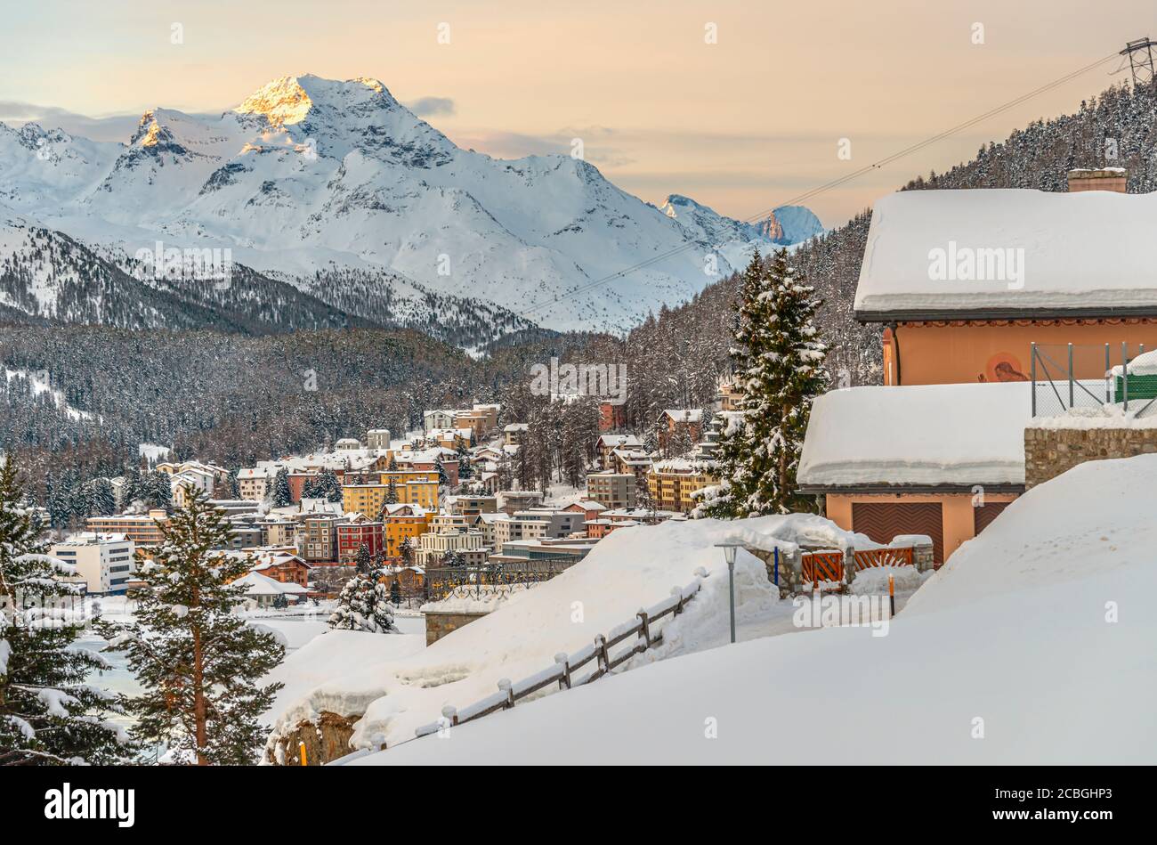 View St.Moritz in Winter, St.Moritz, Grisons, Switzerland Stock Photo ...