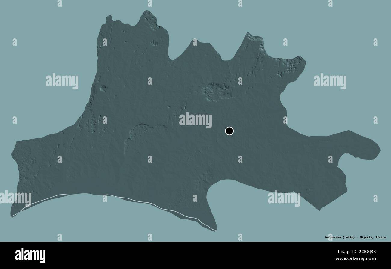 Shape of Nassarawa, state of Nigeria, with its capital isolated on a ...