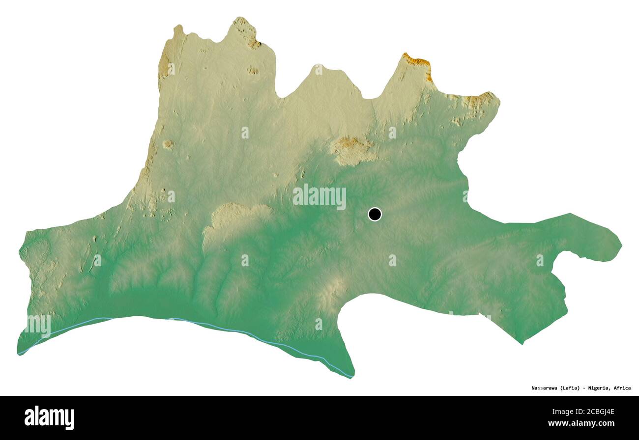 Shape of Nassarawa, state of Nigeria, with its capital isolated on ...