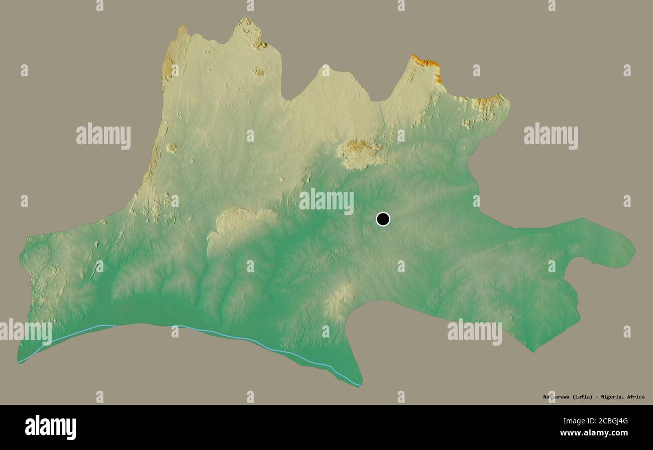 Shape of Nassarawa, state of Nigeria, with its capital isolated on a ...
