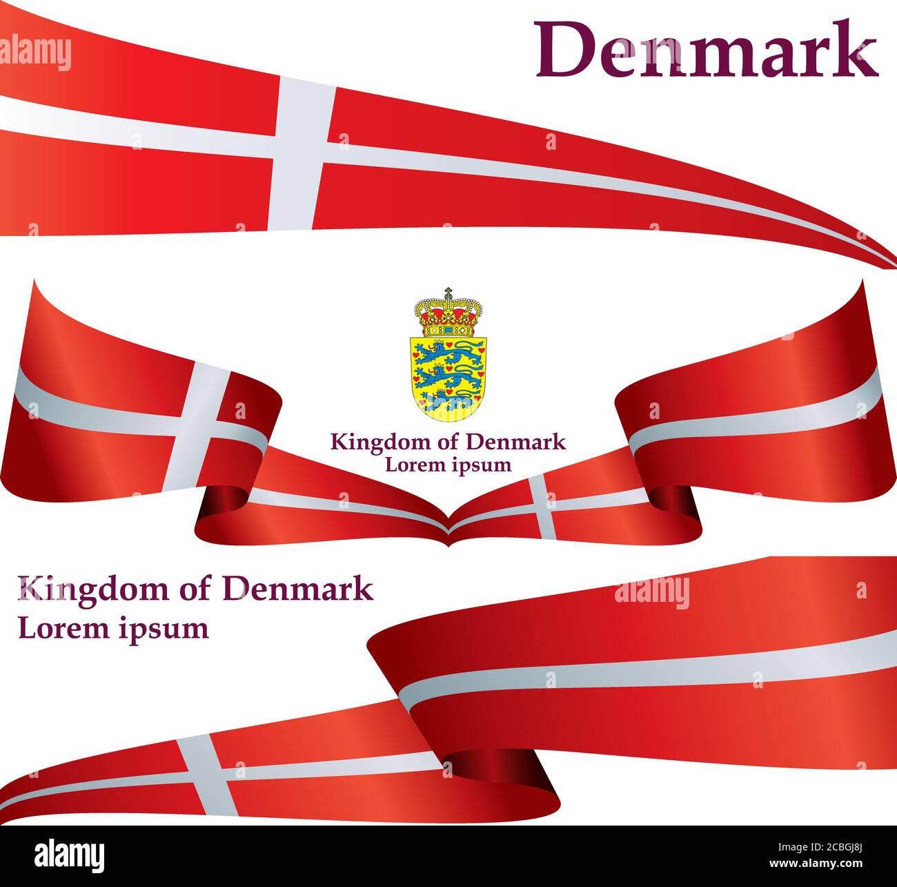 Flag of Denmark, Kingdom of Denmark. Template for award design, an ...
