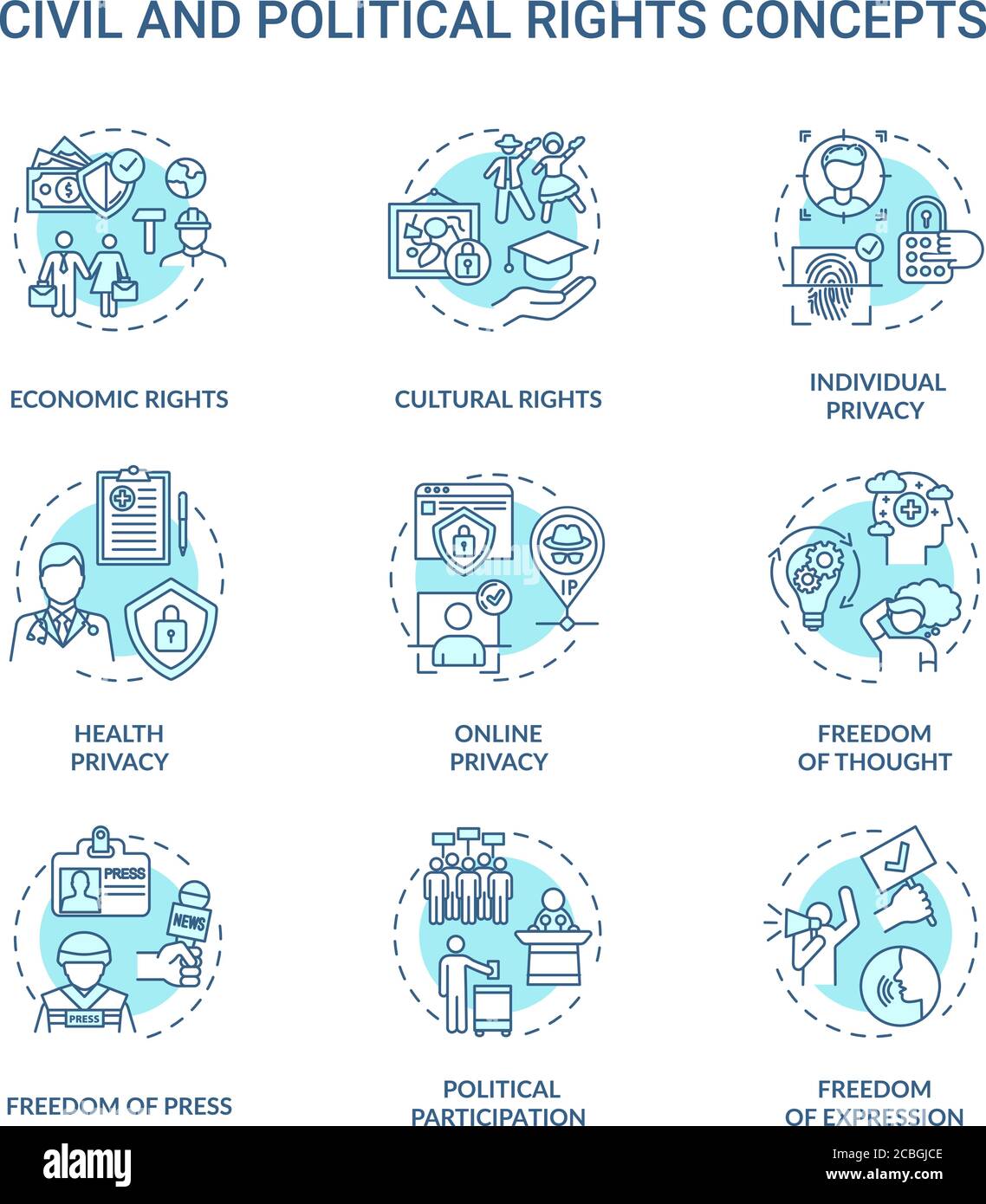 Civil and political rights concept icons set Stock Vector Image & Art ...