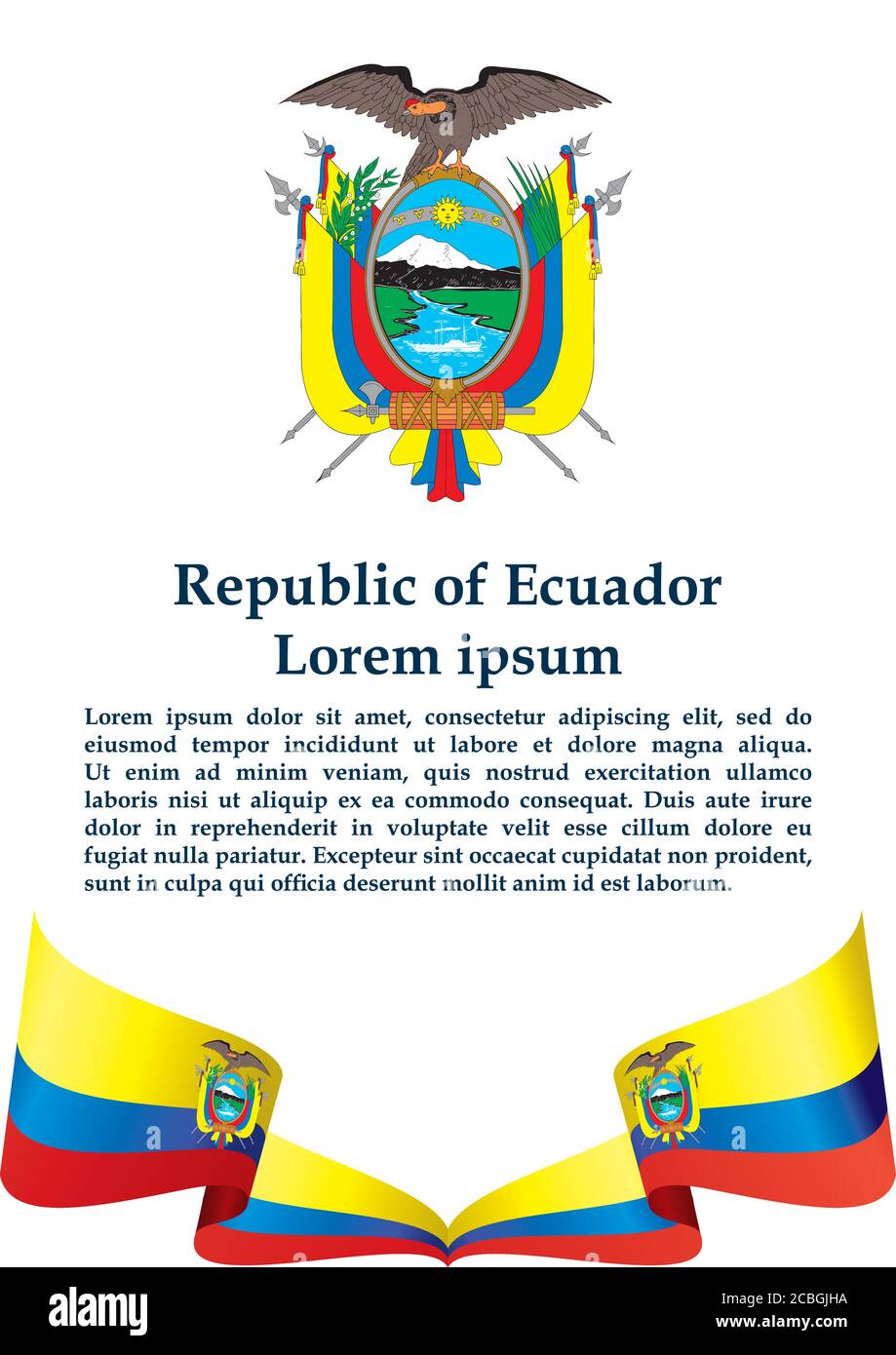 Flag of Ecuador, Republic of Ecuador. Template for award design, an ...