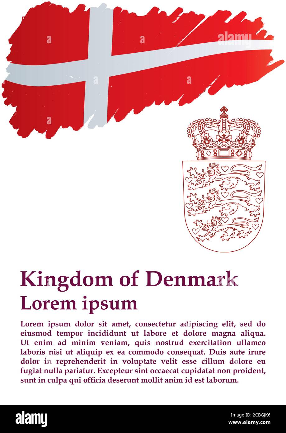 Flag of Denmark, Kingdom of Denmark. Template for award design, an ...