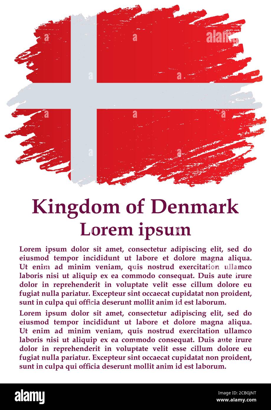 Flag of Denmark, Kingdom of Denmark. Template for award design, an ...