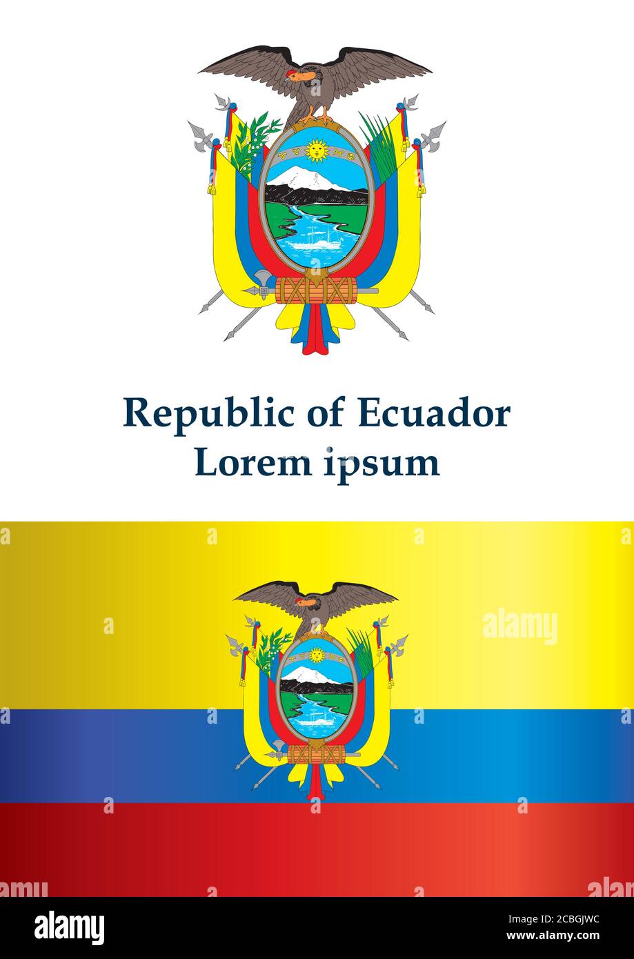 Flag of Ecuador, Republic of Ecuador. Template for award design, an ...