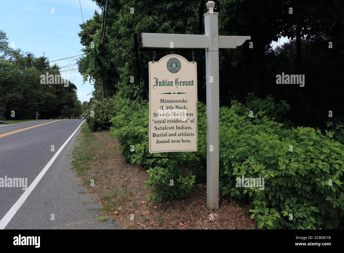 Historic marker Strongs Neck Long Island New York Stock Photo - Alamy