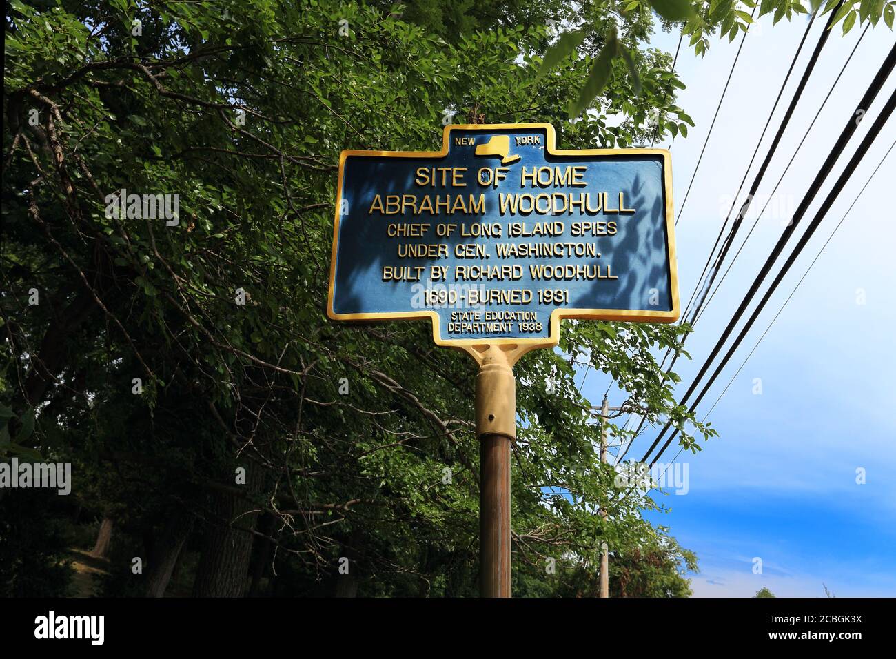 Historic marker Strongs neck Long Island New York Stock Photo - Alamy