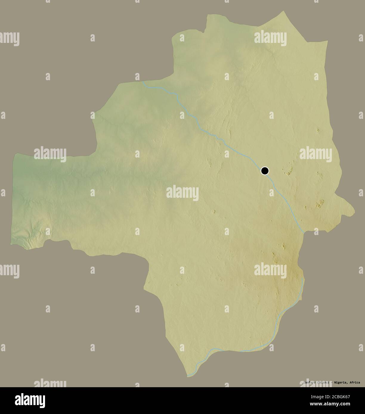 Shape of Zamfara, state of Nigeria, with its capital isolated on a ...