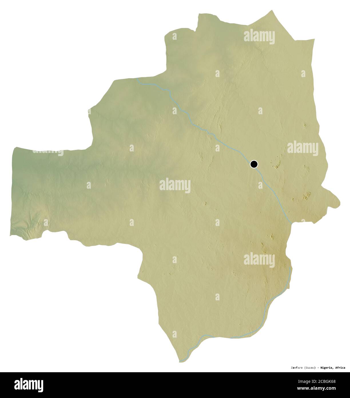 Shape of Zamfara, state of Nigeria, with its capital isolated on white ...