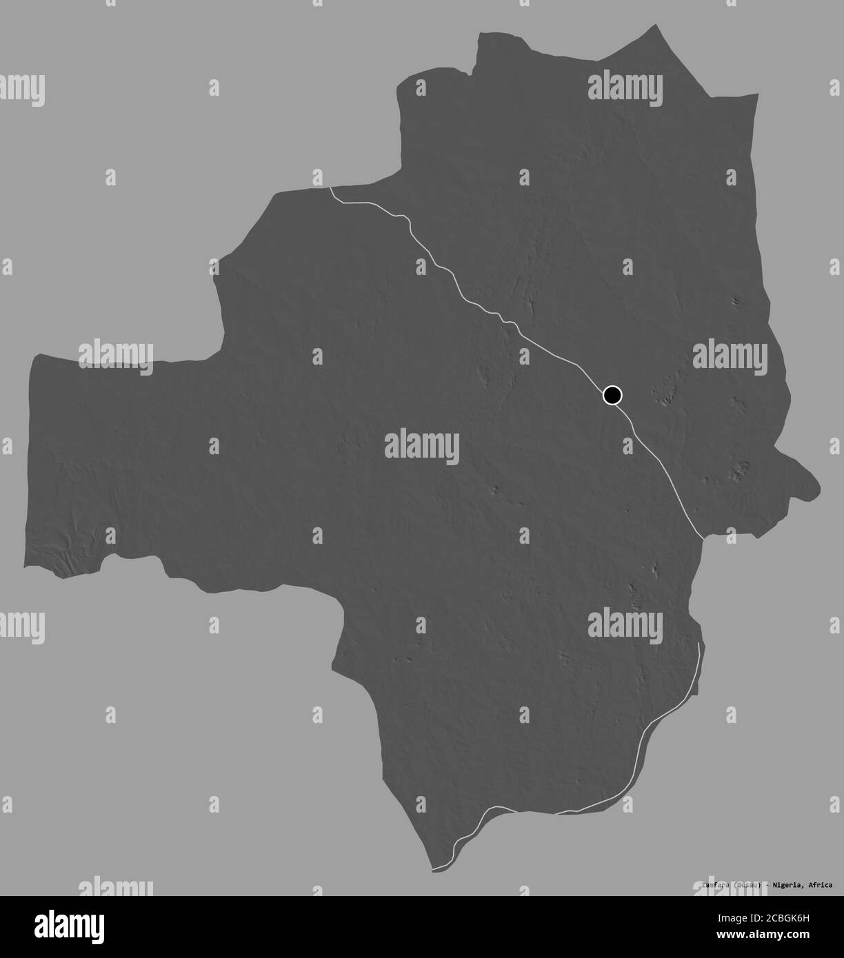 Shape of Zamfara, state of Nigeria, with its capital isolated on a ...