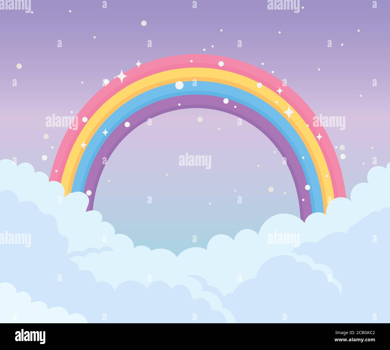 sky rainbow clouds magic dream fantasy cartoon vector illustration ...