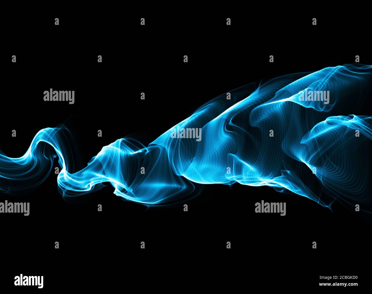 illustration of blue luminous line of paricles representing a sound ...