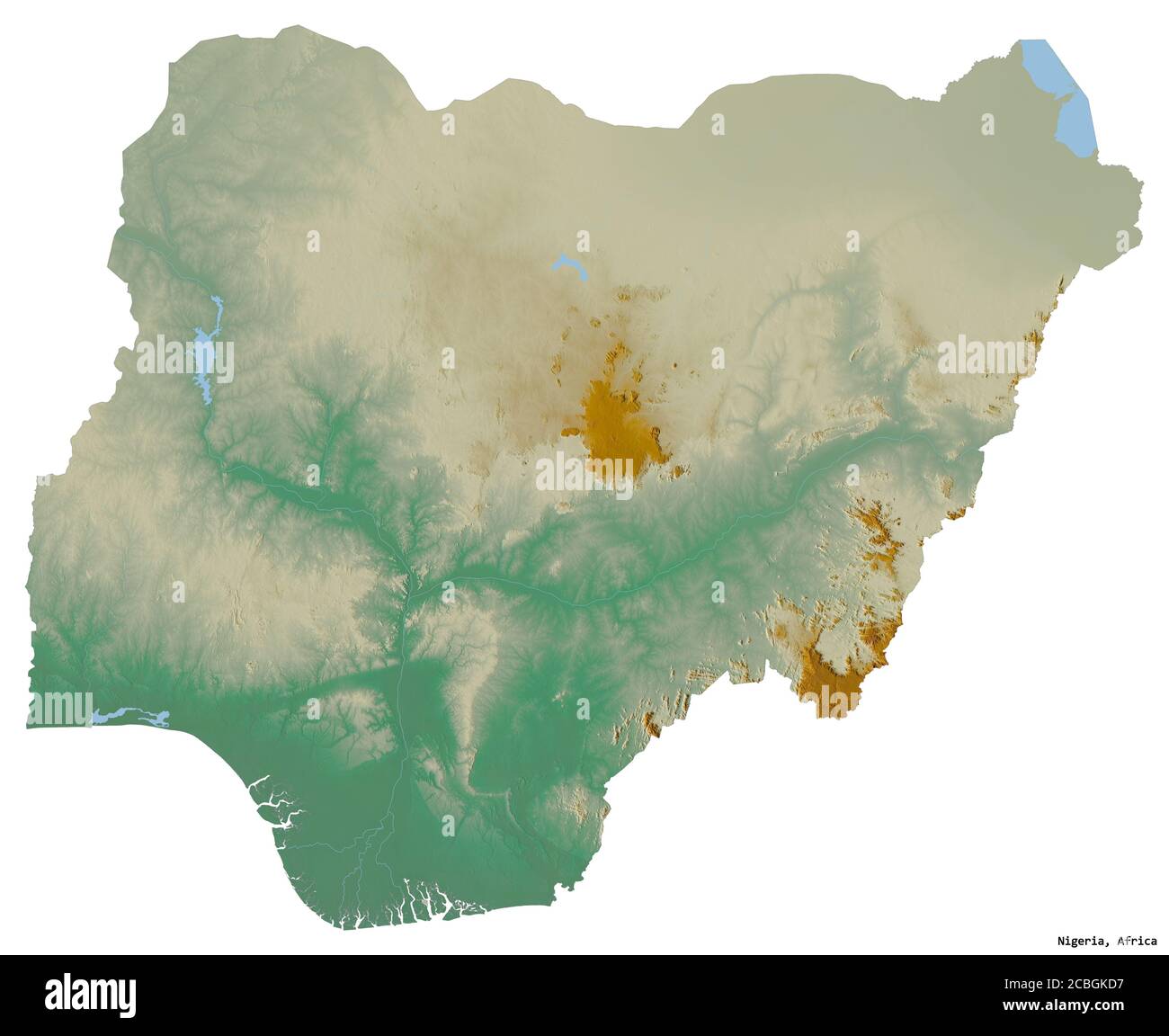 Shape of Nigeria with its capital isolated on white background ...