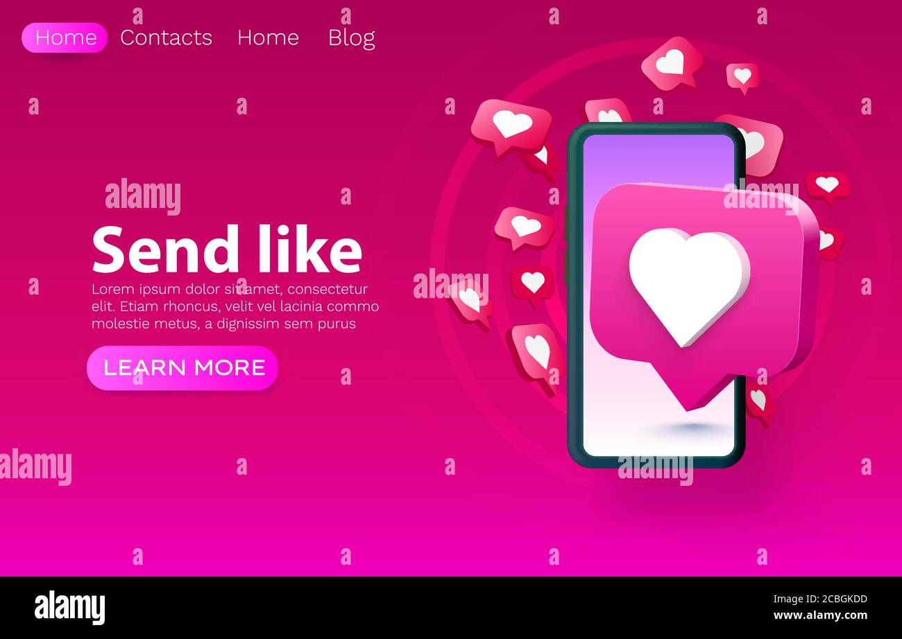 Social follower people, heart icon like, web site banner design. Vector ...